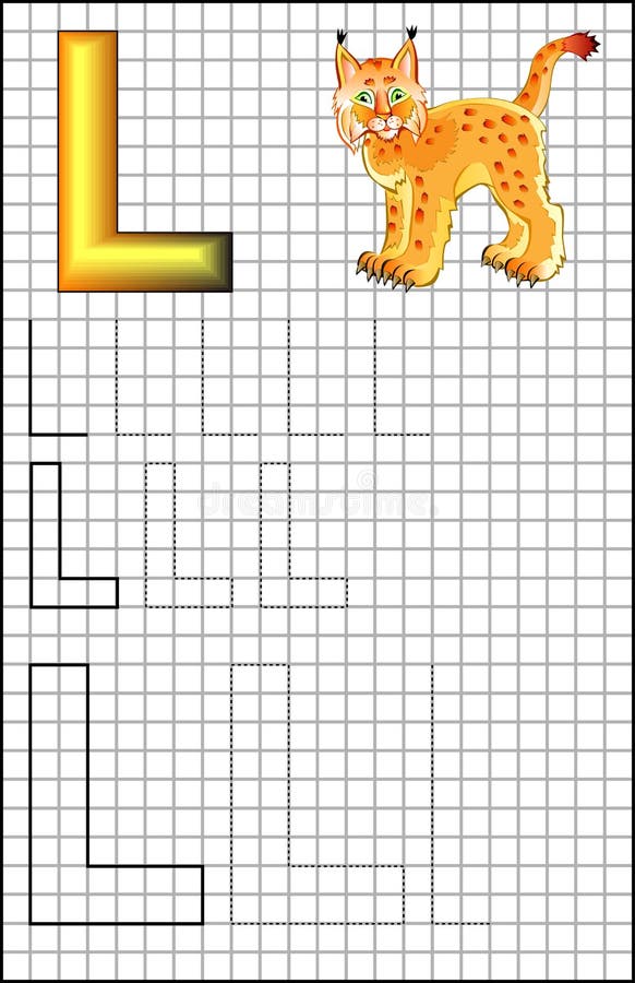 Educational Page with Alphabet Letter L on a Square Paper. Stock Vector ...