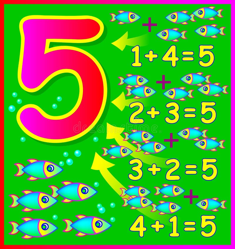Educational Page for Children with Compositions of Number 5. Stock ...