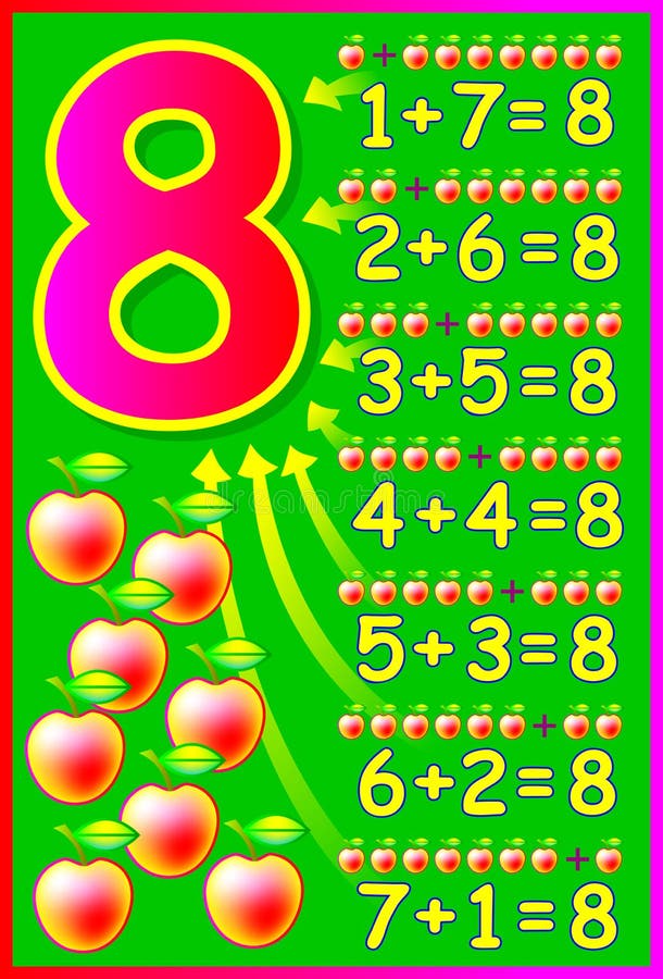 Educational Page for Children with Compositions of Number 8. Stock ...