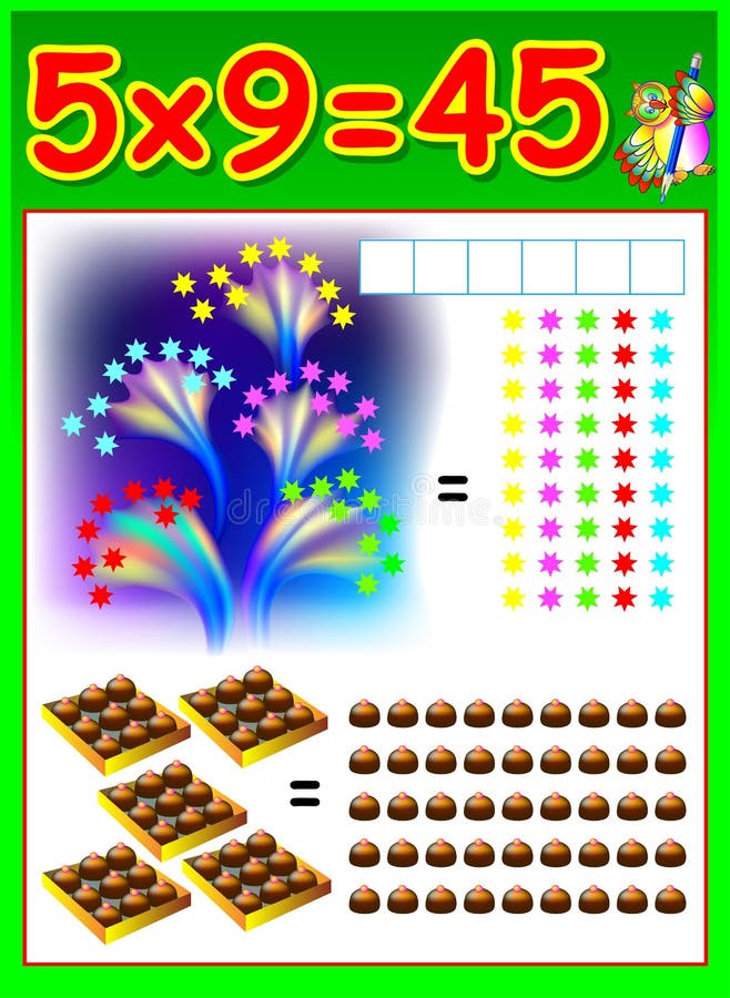 Educational Page for Children with Multiplication Table. Stock Vector ...