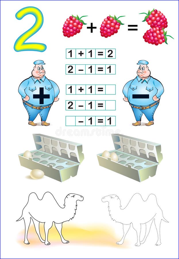 Educational Page for Children with Number 2. Stock Vector ...