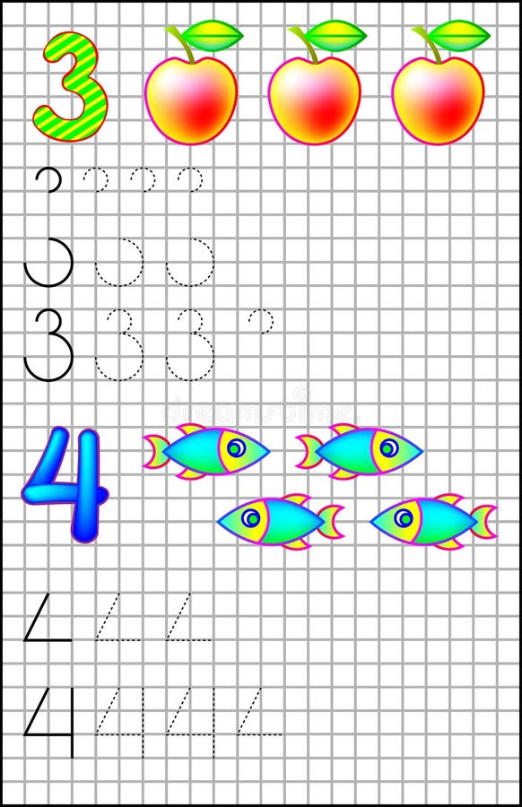 Educational Page for Children on a Square Paper with Numbers 5 and 6 ...