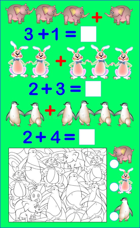 Educational Page with Exercises for Children on Addition. Solve ...