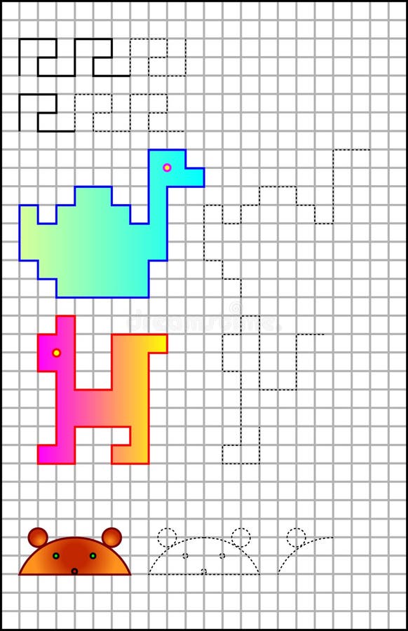 Educational Page with Exercises for Children on a Square Paper. Stock ...