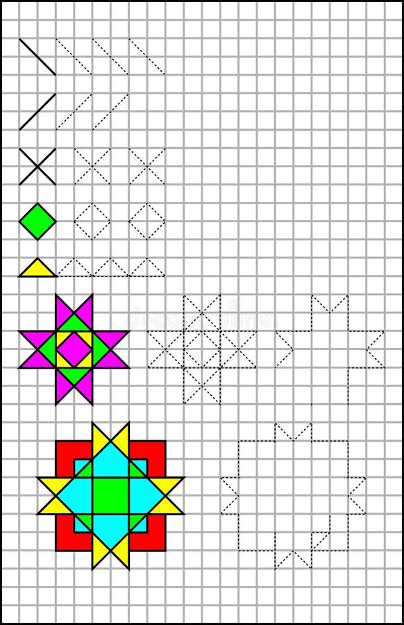 Educational Page with Exercises for Children on a Square Paper. Stock ...
