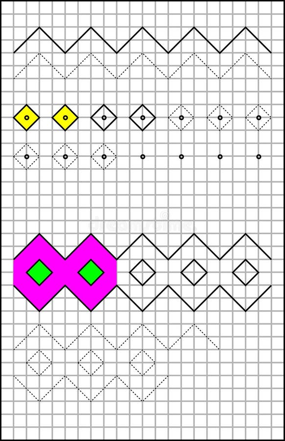 Educational Page with Exercises for Children on a Square Paper. Stock ...