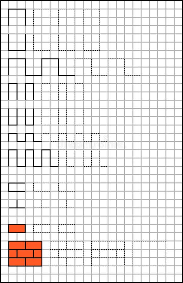 Educational Page with Exercises for Children on a Square Paper. Stock ...