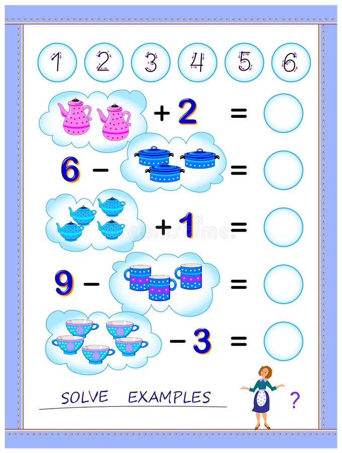 Educational Page for Little Children on Addition and Subtraction. Solve ...