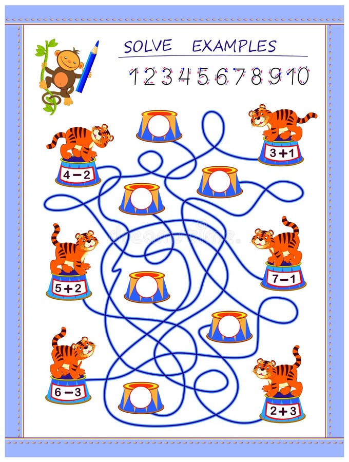 Educational Page for Little Children on Addition and Subtraction. Solve ...