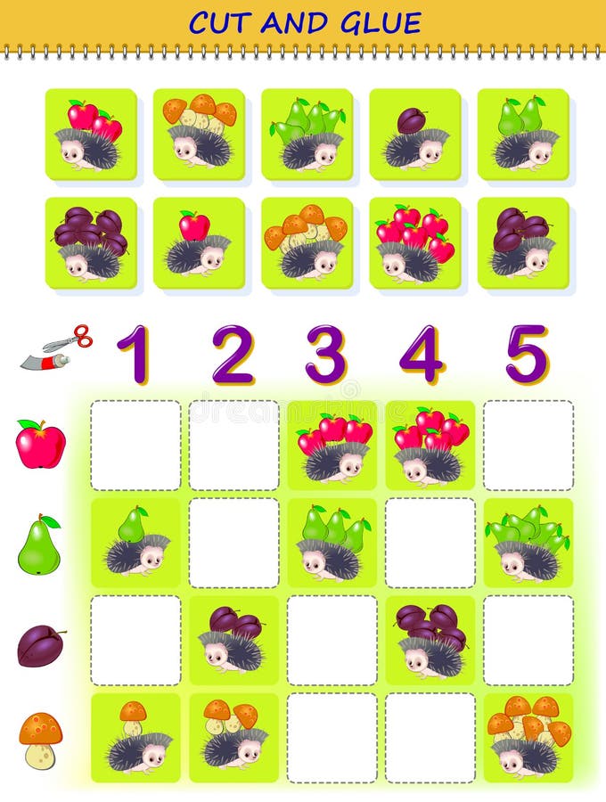 Educational Page for Little Children. Use a Scissors To Cut and Glue ...