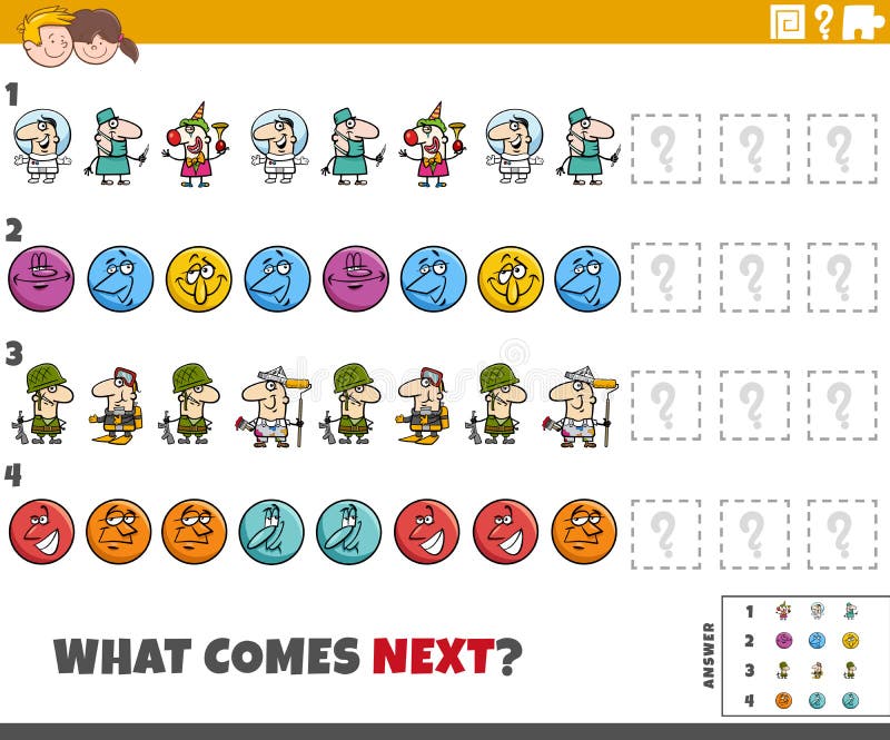 Educational Pattern Game for Children with Comic Characters Stock ...