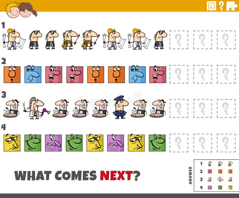 Educational Pattern Game for Children with Comic Characters Stock ...