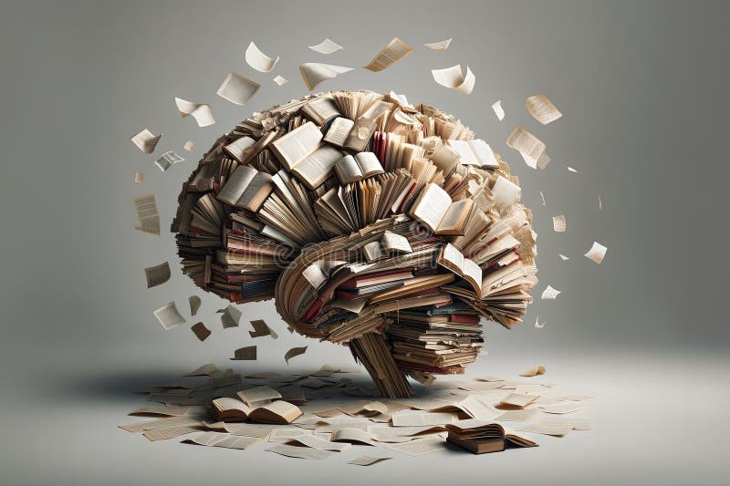Educational Poster Material, a Brain Made of Books Representing ...