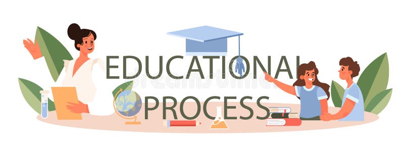 Educational Process Typographic Header. Teacher Giving a Lesson Stock ...