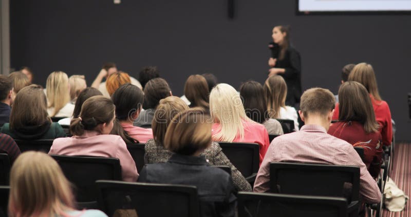 Student Science Conference at University Campus, Woman Speaker Talks ...