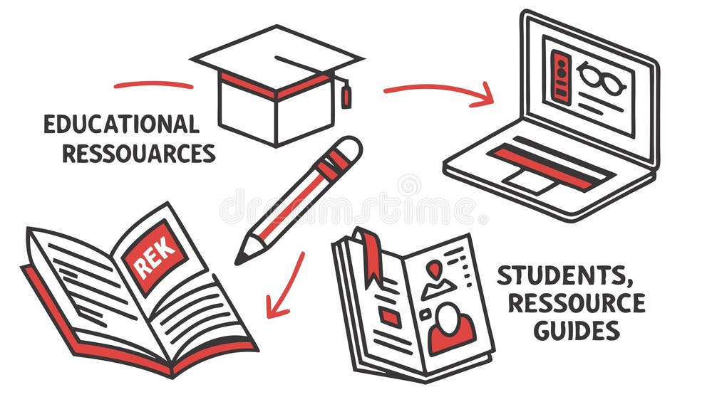Educational Resources: Guides, Students Learning Paths, Vector Design ...