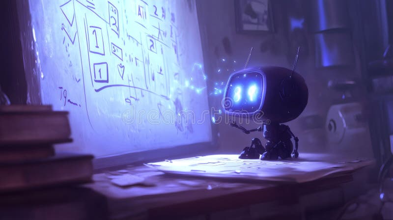 Educational Robot Explaining Math in a Classroom Setting Stock ...