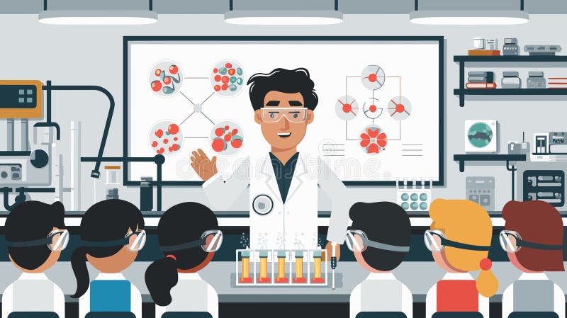 Educational Scene Depicting Genetic Modification Process with Diagrams ...