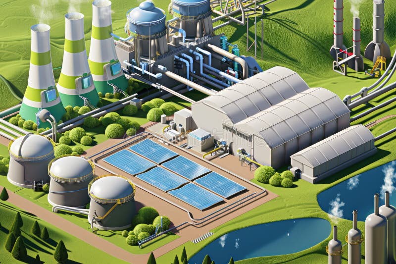 Educational Scenes Showing the Process of Producing Green Hydrogen from ...