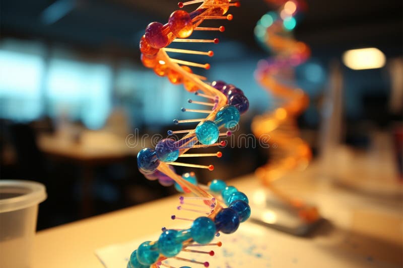 Educational Science Concept 3D DNA Model in a Laboratory Stock ...
