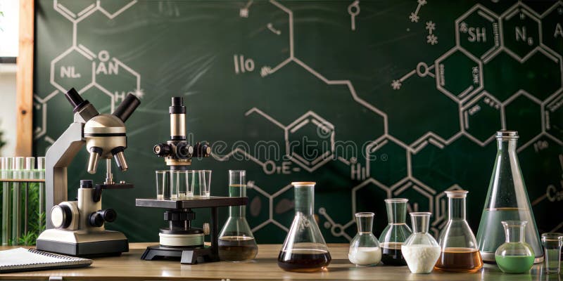 Educational Science Fair Banner with Lab Equipment Stock Illustration ...