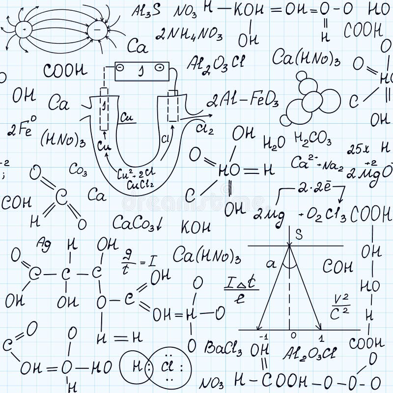 Educational Scientific Vector Endless Seamless Pattern with Chemistry ...