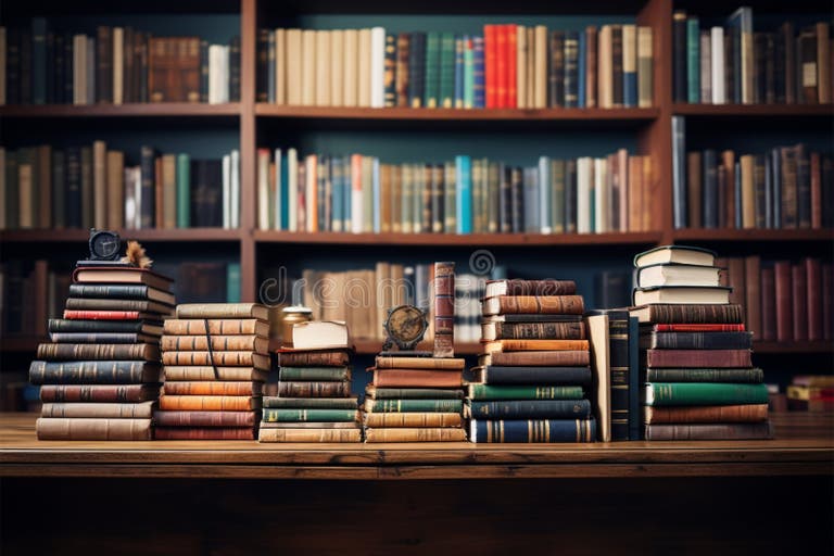 Educational Setting, Library Bookshelf, Back To School, Stack of Books ...