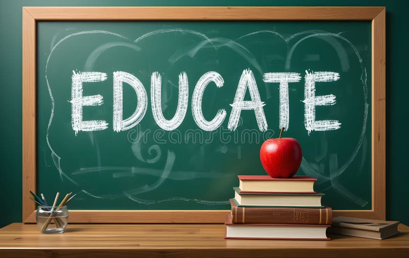 An Educational Setting with the Word EDUCATE Written in Bold Letters on ...