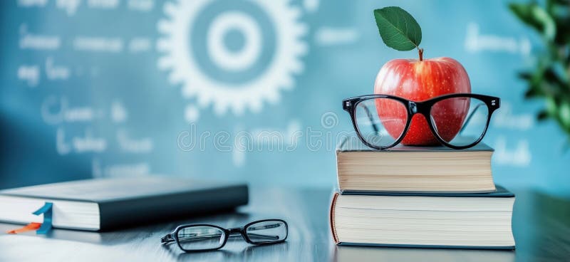 Educational Setup with Books, Glasses, and Apple Symbolizing Learning ...