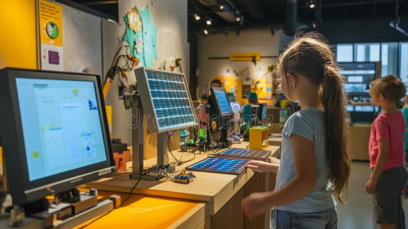 Educational Setup with Children Engaged in Learning about Energy Stock ...