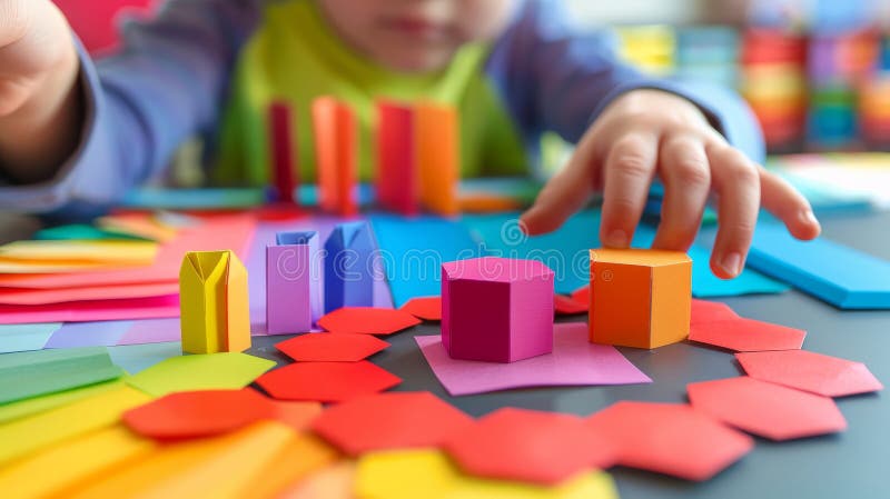 Educational Sorting Games with Colored Paper Stock Illustration ...