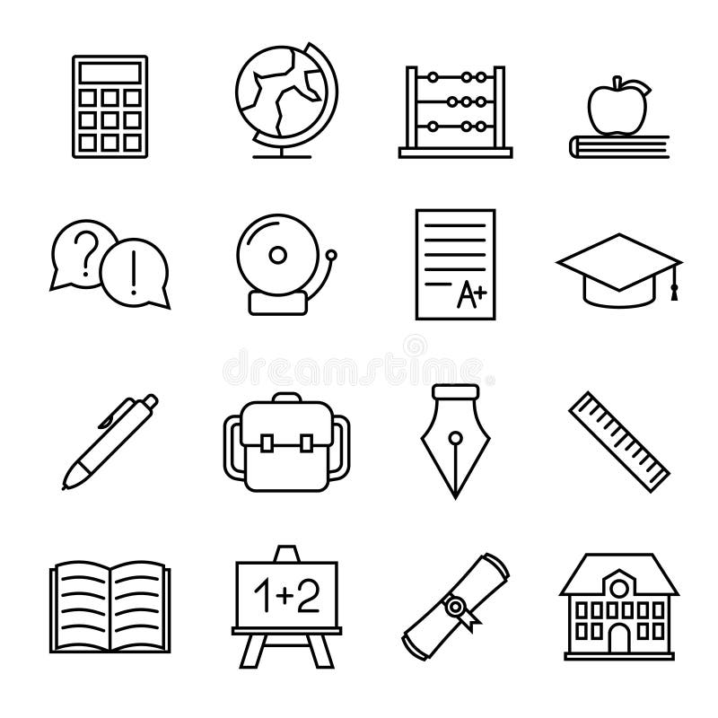 Educational Study Line Icons Stock Vector - Illustration of internet ...