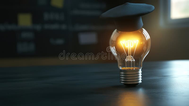 Educational Success Illustrated by Light Bulb with Cap Symbolizing ...