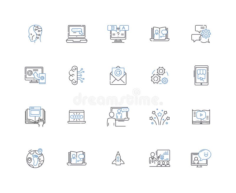 Educational Technology Line Icons Collection. Interactivity ...