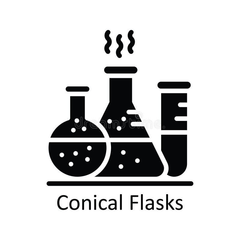 Conical Flask Vector Solid Icon Design Illustration. Educational ...