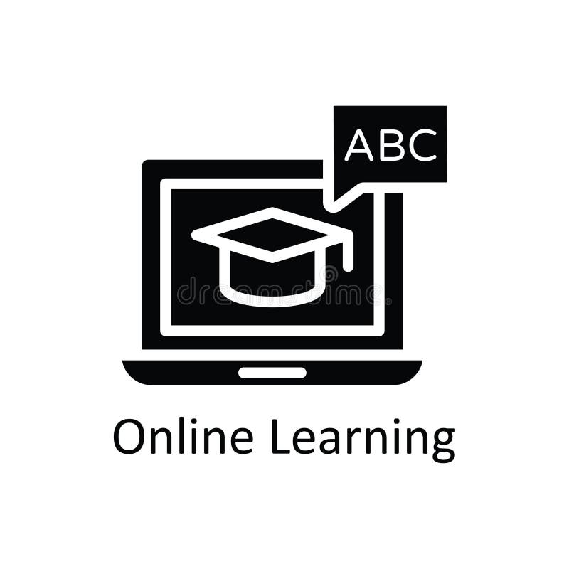 Online Learning Vector Solid Icon Design Illustration. Educational ...
