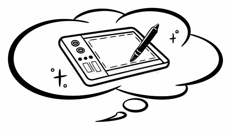 Educational Technology Tablet Math Symbols Doodle in Speech Bubble ...