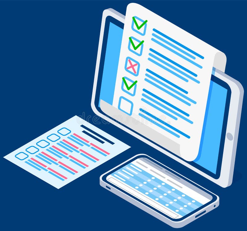 Educational Test, Questionnaire Vector Illustration. Online Exam ...
