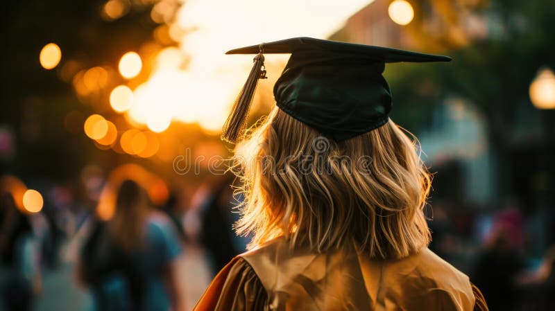 Educational Theme, Graduating Student in Academic Gown. Stock Image ...