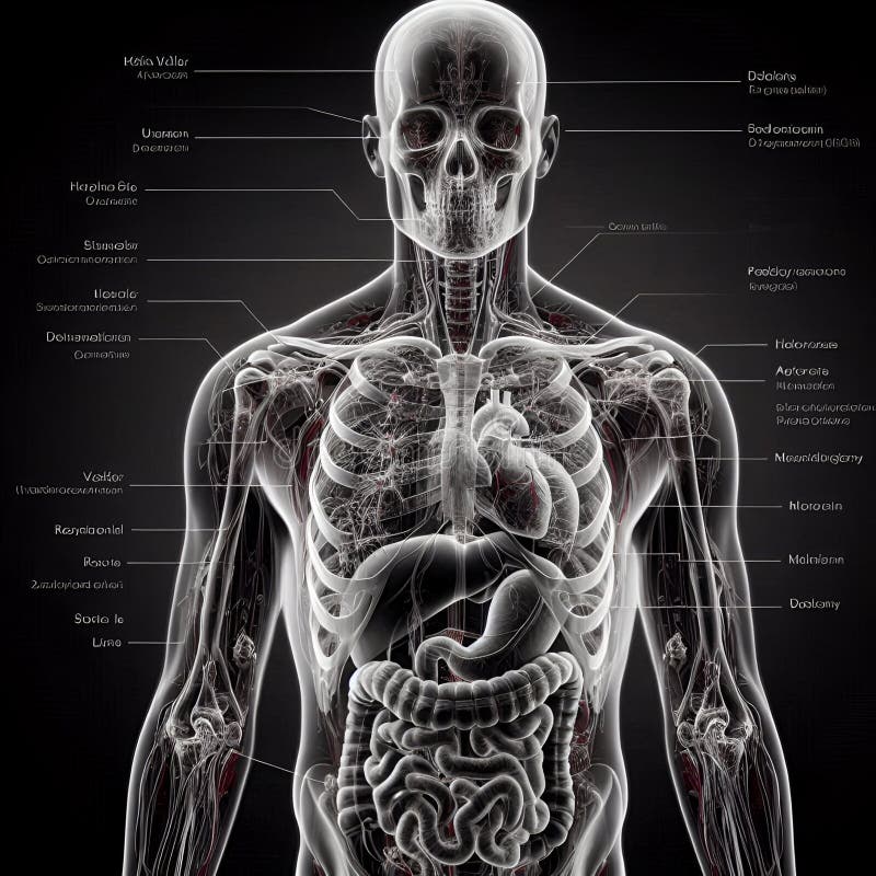Educational Display of Human Bones and Organs, Generative AI. Stock ...
