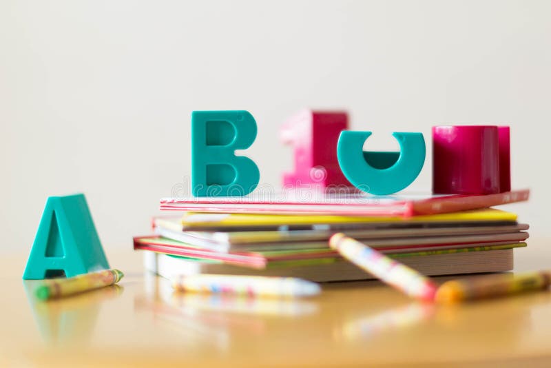 Educational Tools and Books for Children Stock Photo - Image of leters ...