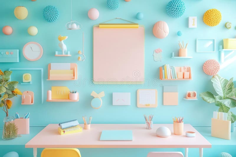 Educational Tools Flat Design Top View Classroom Animation Colored ...