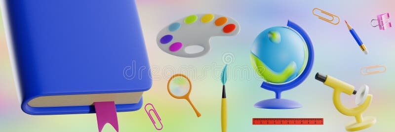 Educational Tools Including a Book, Globe, Microscope, and Paint ...