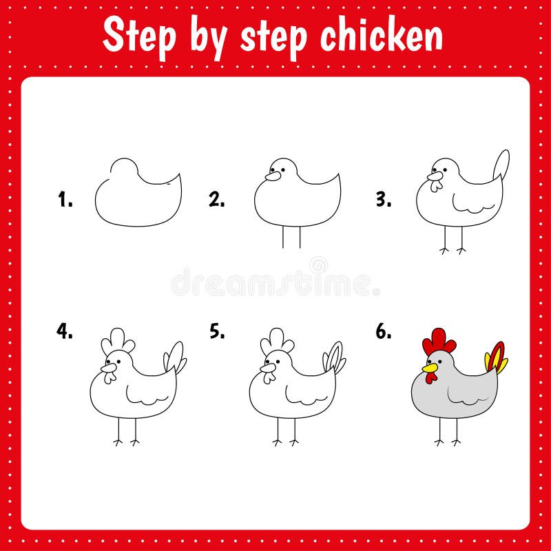 Educational Worksheet for Kids. Step by Step Drawing Illustration Stock ...