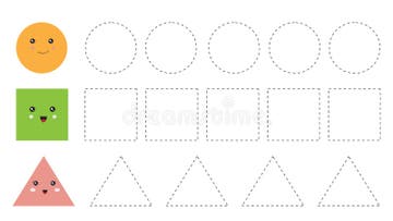 Educational Worksheet for Kids. Trace the Shapes. Circle, Square and ...