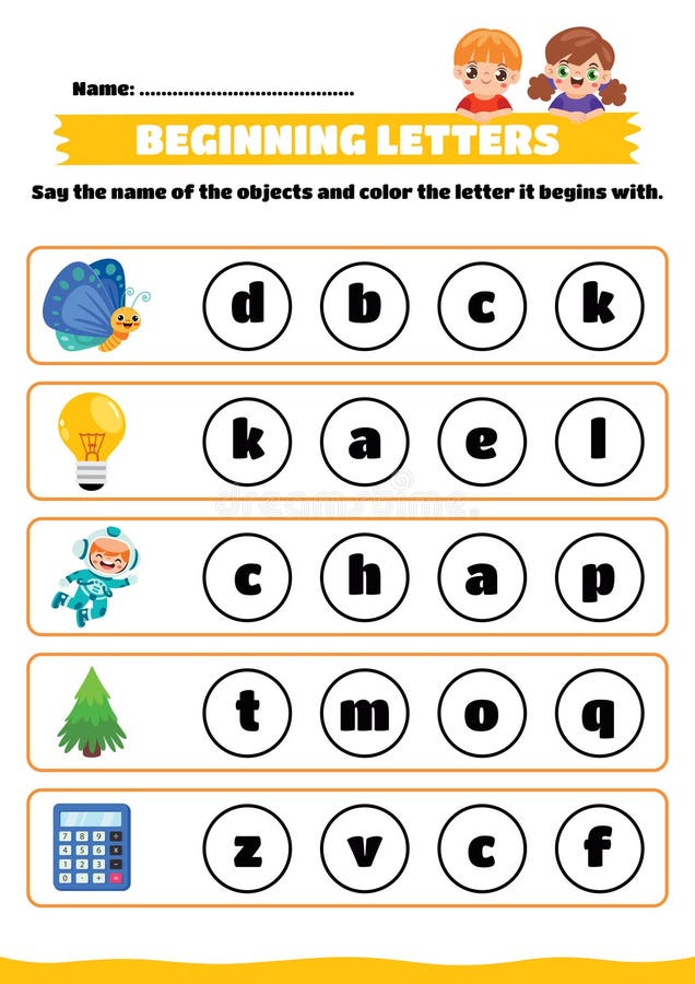 Educational Worksheet for Kindergarten Students Stock Illustration ...