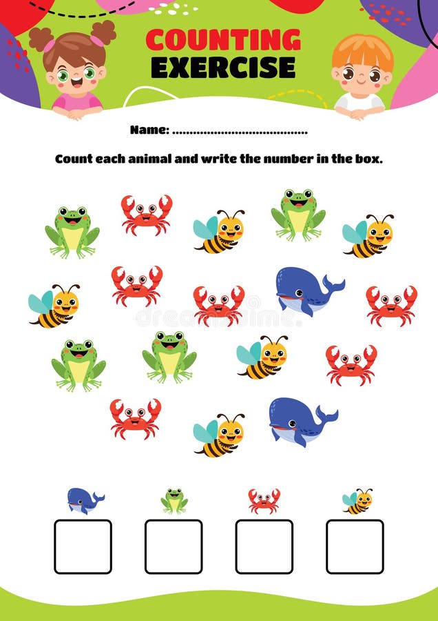 Educational Worksheet for Kindergarten Students Stock Illustration ...