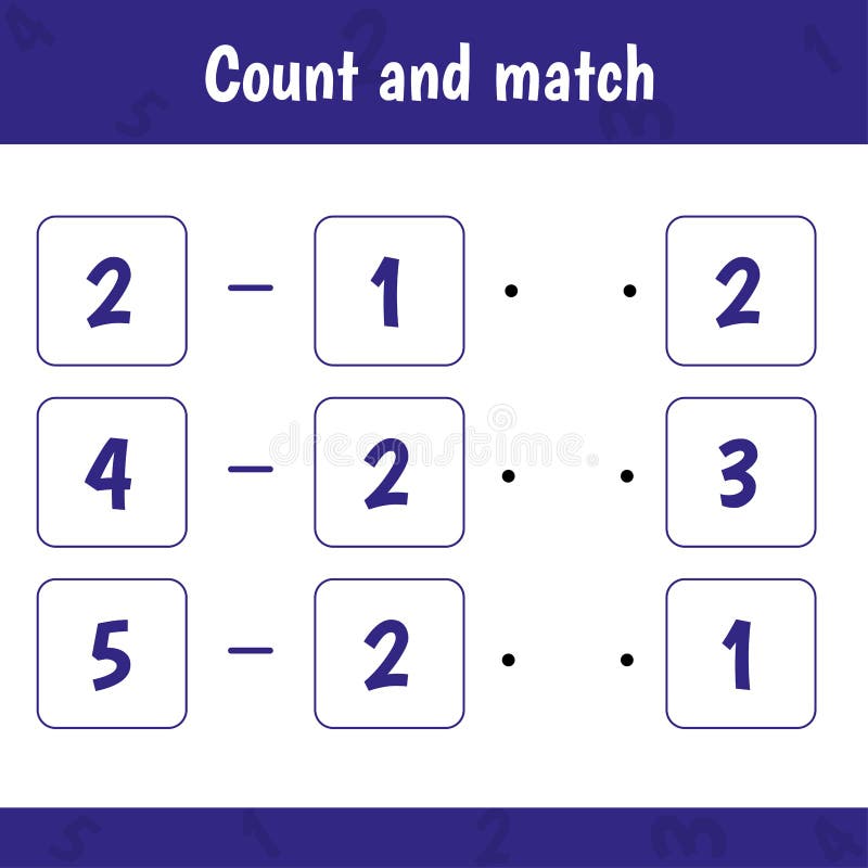 Educational Worksheet for Kids. Count and Match. Math Game for Children ...