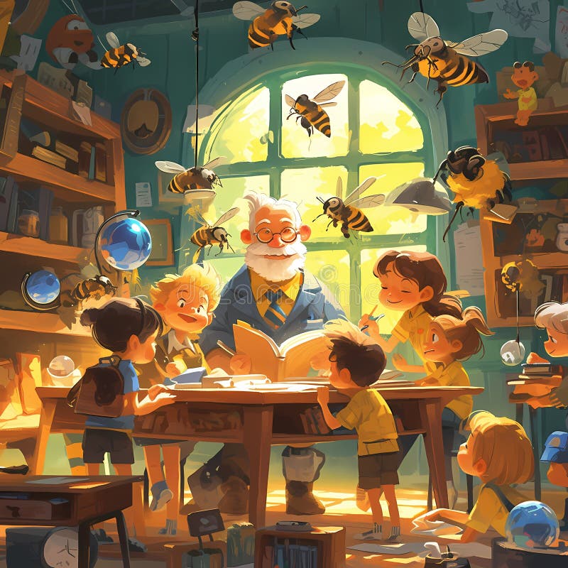 Educative Buzz: a Heartwarming Scene of Learning Stock Illustration ...