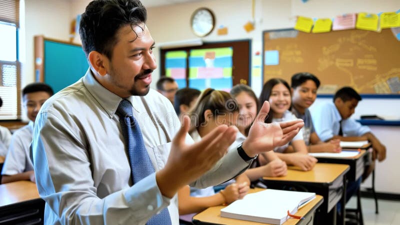 Educator Engaging with Students in a Classroom Setting, Demonstrating ...